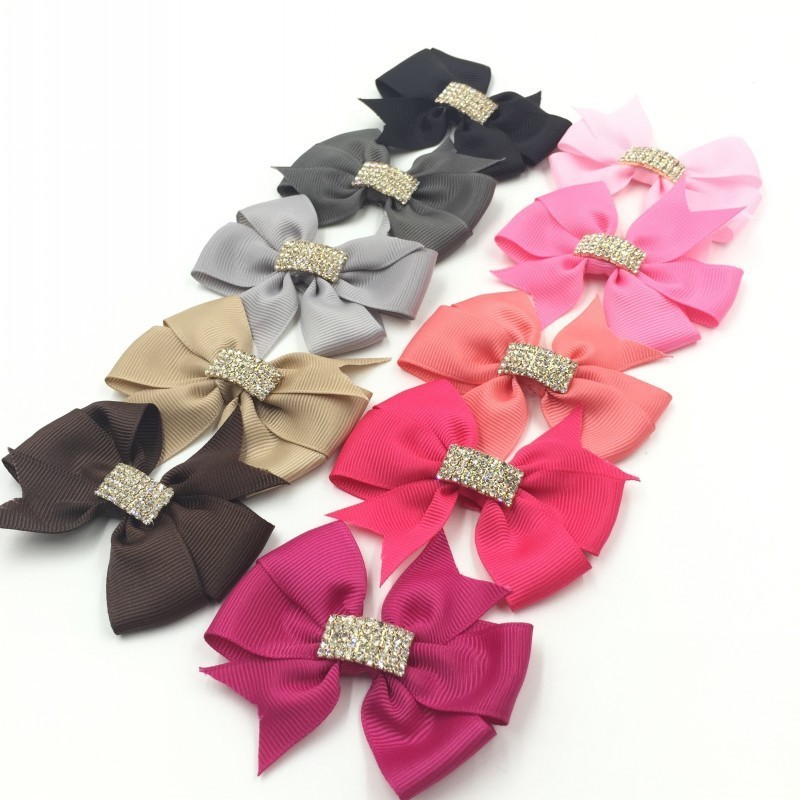 50pcs 3" Handmade Grosgrain Bows+Crown Buttons Ribbon Boutique Hair ...