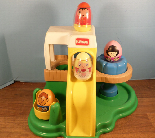 Vintage Playskool Weebles Playground~ 4 Weebles~Merry-go-Round~Slide ...