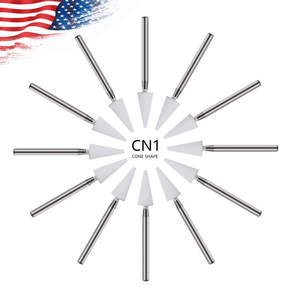 Dental White Stone High Speed Polishing Burs Cone/Flame/Round Aluminum ...