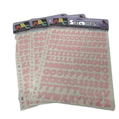 3 Packs Large Pink ABC 123 Cursive Stickopotamus Stickers Scrapbook ...