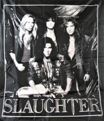 Vintage 1990 Slaughter Band Rock Concert Tapestry Banner Sign Old Store ...