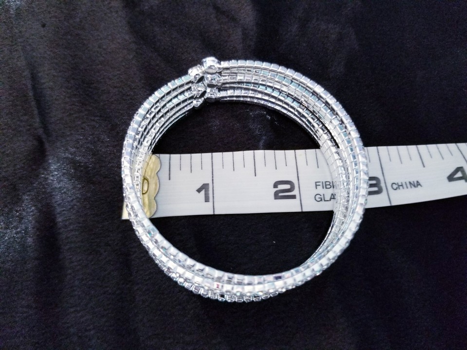 Silver Rhinestone Cuff Bangle Bracelet Crystal Jewelry Prom Pageant ...