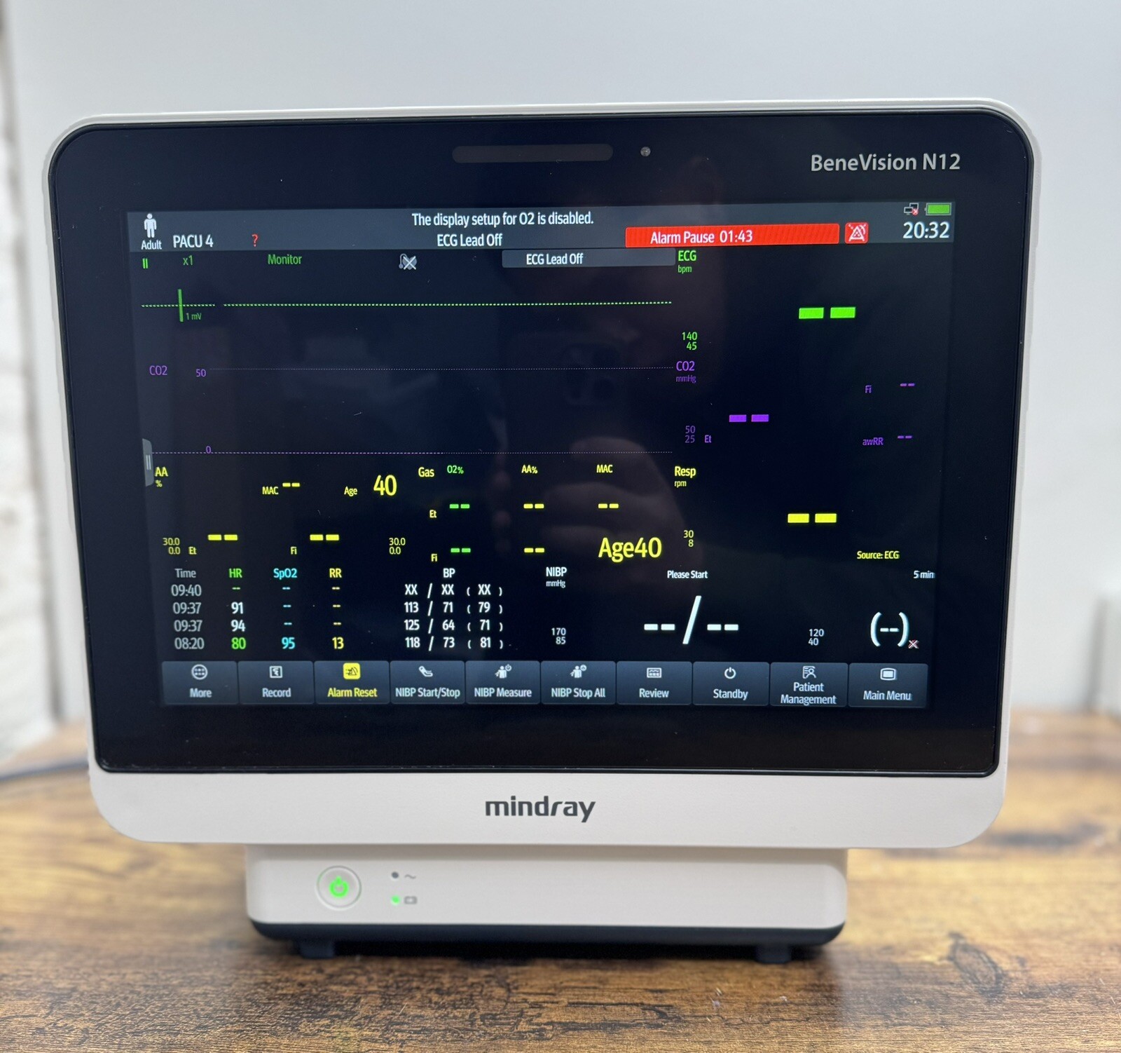 Mindray BeneVision N12 Anestheisa Monitor with MPM Oximax & AG Co2 ...