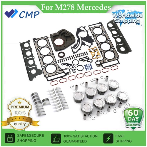 M278 Engine Pistons Gaskets Overhaul Rebuild Kit For Mercedes S500 W221 ...