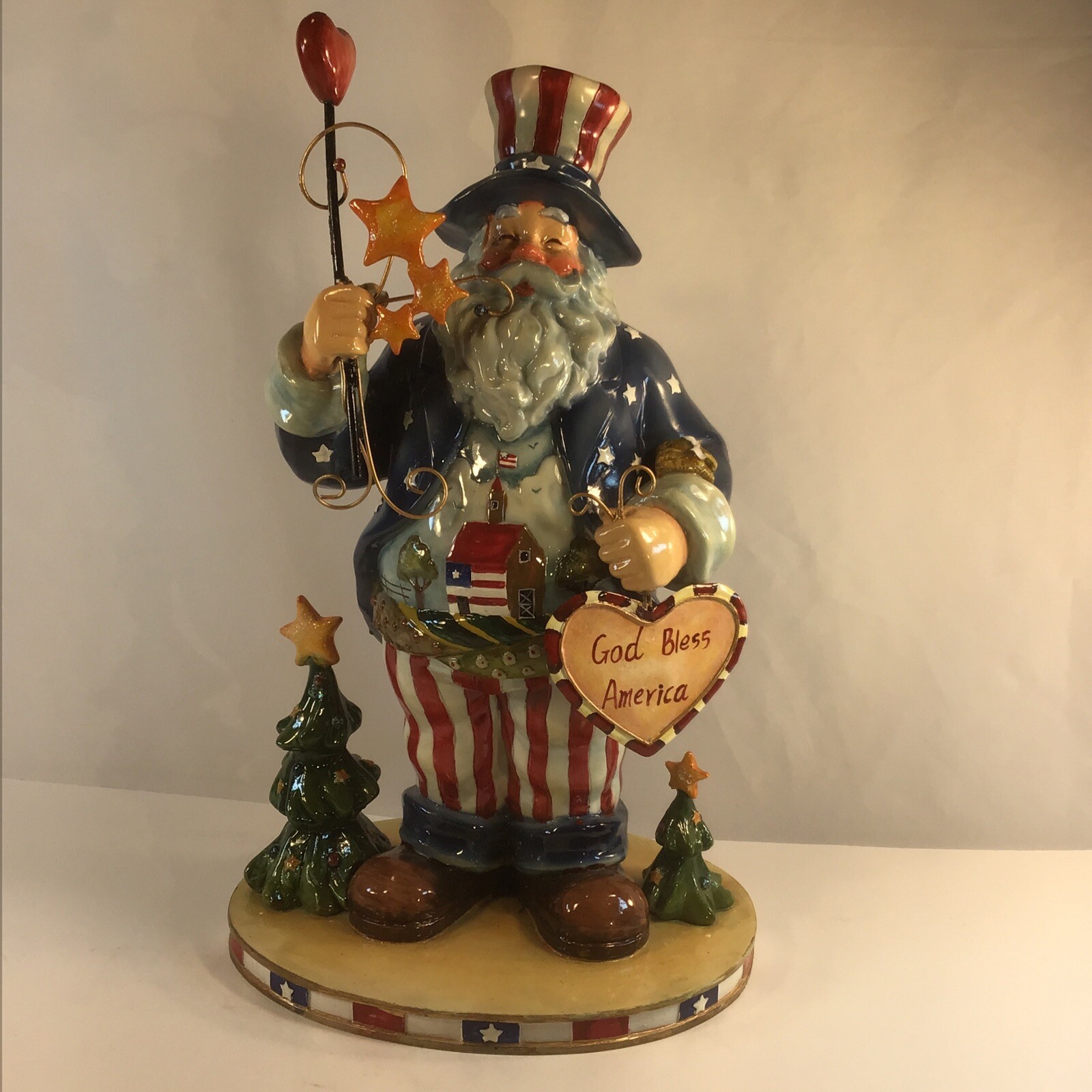 Star Spangled Santa Claus Patriotic Christmas Figurine 4th July 16.5 ...