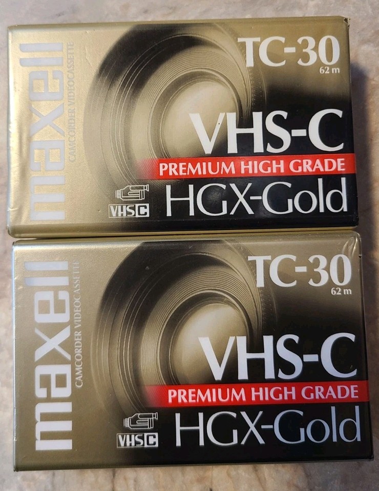 2 Maxwell TC-30 VHS-C Premium High Grade HGX-Gold Tape SP 30 Cassettes ...