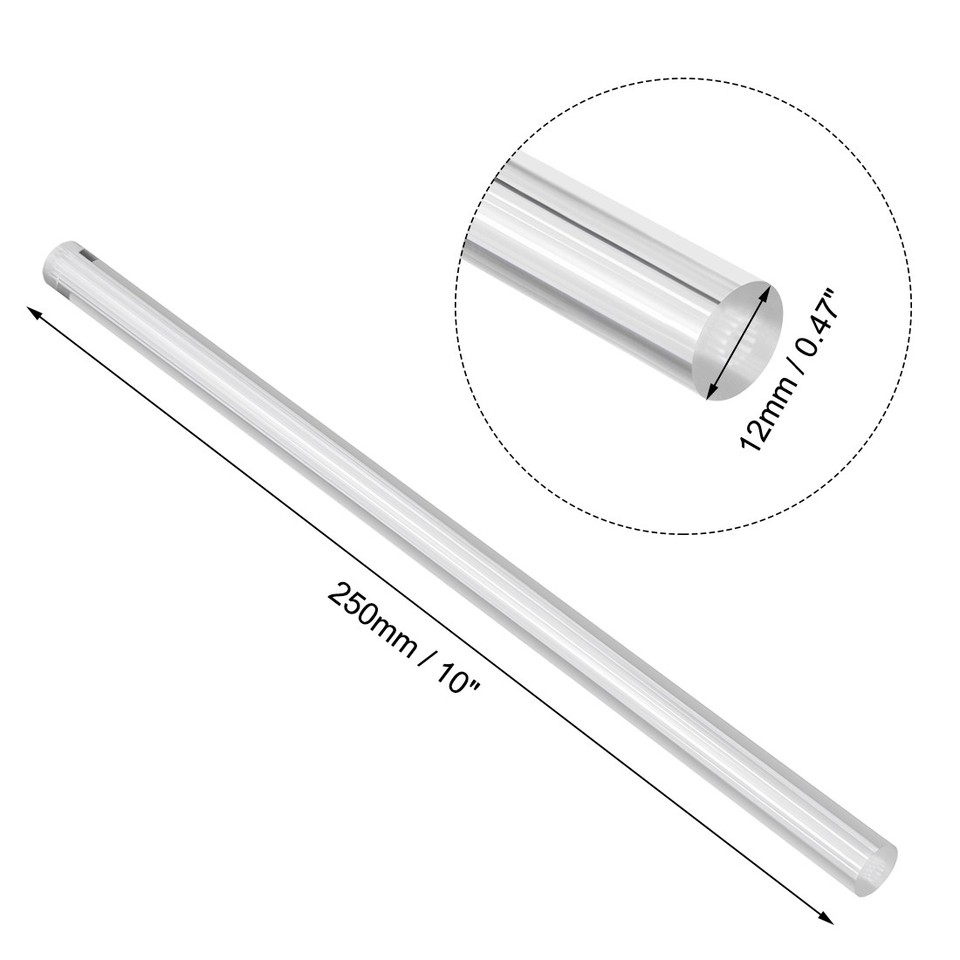 2Pcs Solid Acrylic Round Rod Straight Light White Line PMMA Bar ...