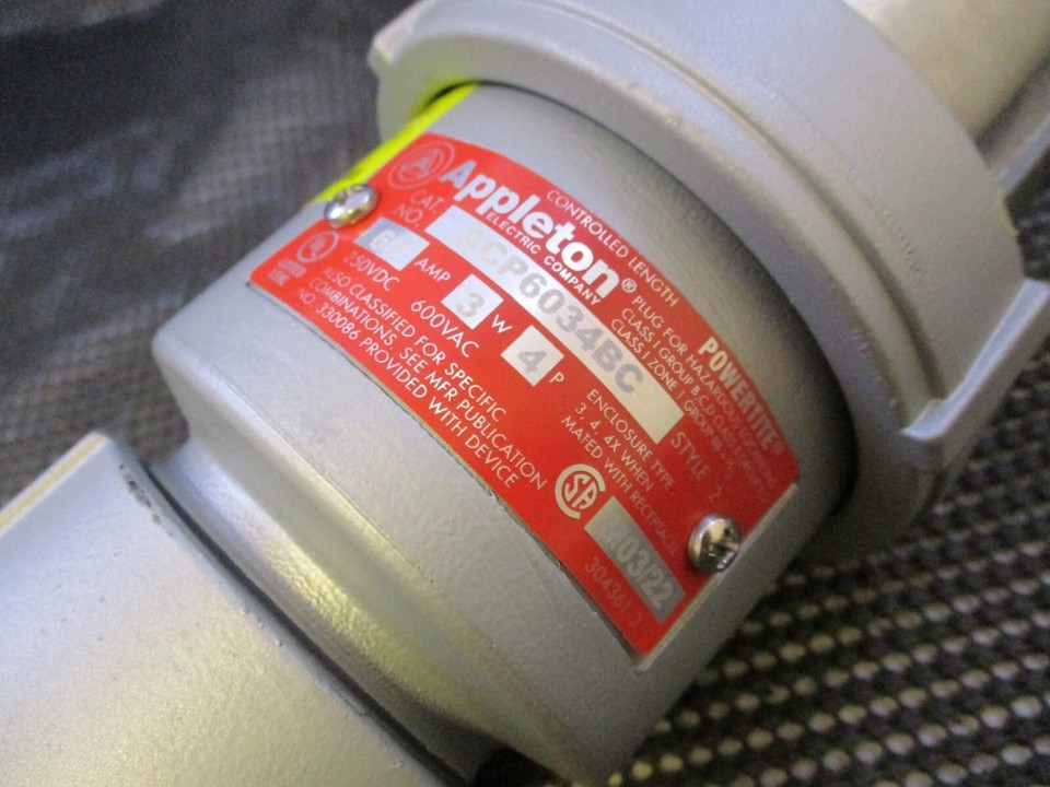 APPLETON ACP6034BC 60 AMP 3W 4P POWERTITE PLUG MATES WITH ADR6034 | eBay