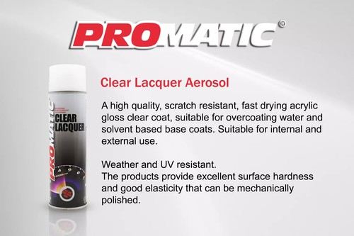 Clear Lacquer Spray Aerosol High Gloss Finish 500ml Promatic Free ...