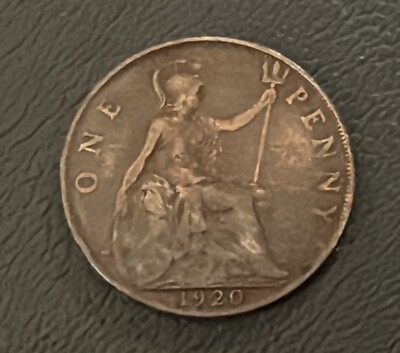 1pc 1920 one penny Bronze GEORGIVS V DEI GRA:BRITT: OMN:REX FID:DEF:IND ...
