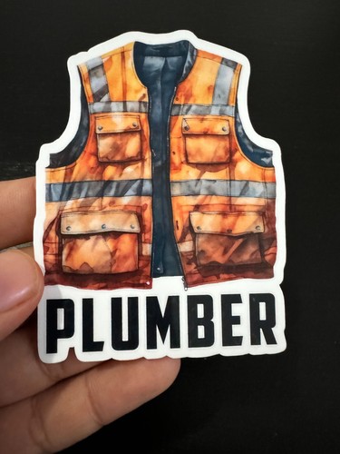 Construction Vest Plumber Sticker 3.5 inch Toolbox decal waterproof ...