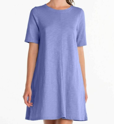 FRESH PRODUCE Extra Small PERI Blue LORNA Jersey Cotton Flounce Dress ...
