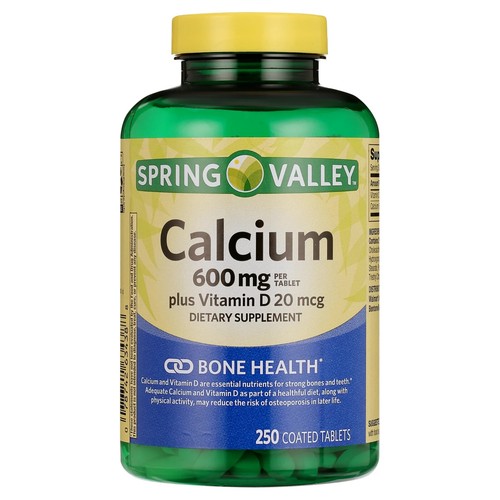 Spring Valley Calcium Supplement 600mg with Vitamin D3 20mcg Bone ...