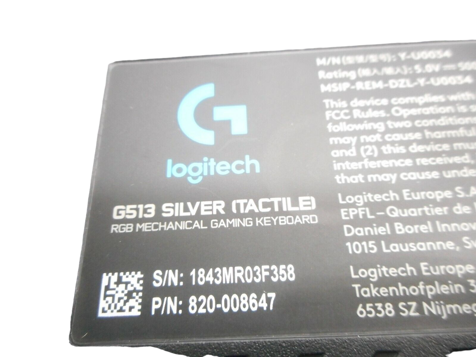 Logitech G513 Silver Tactile RGB Mechanical Gaming Keyboard 97855141873 ...