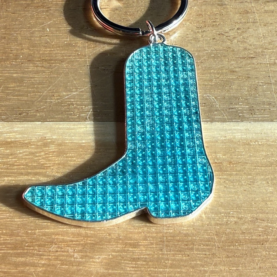 Bling Cowboy Boot Keyring Key Chain Purse Bag Charm Zipper Pull Teal ...