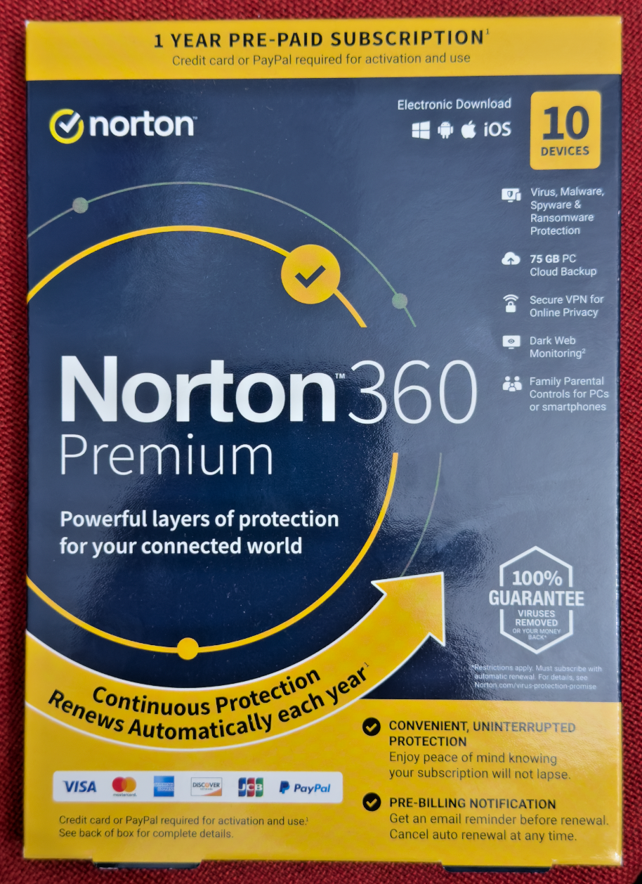 Norton 360 Premium 2025, 10 Devices (PC Mac Android iOS) 1 Year, Sealed ...
