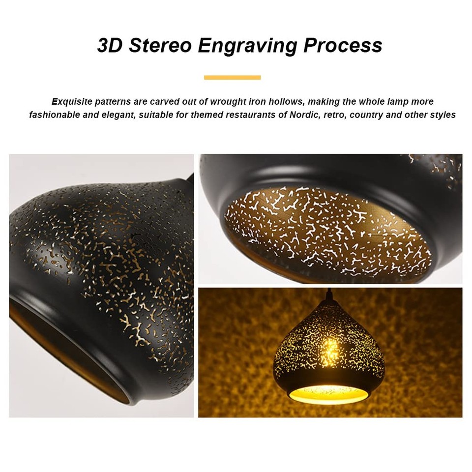 ENKUODE Vintage Moroccan Pendant Light Retro Industrial Loft Ceiling ...