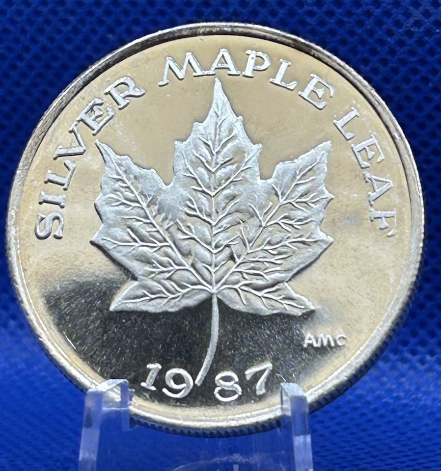 1987 AMC Silver Maple Leaf 1 oz .999 Fine Silver Round W/Queen ...