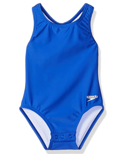 Speedo Baby Girl Begin to Swim Snap Solid One Piece Swimsuit Blue Size ...