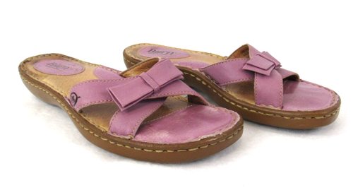 Born Leather Purple Lilac Sandal Slides with Bow SZ 7 | eBay