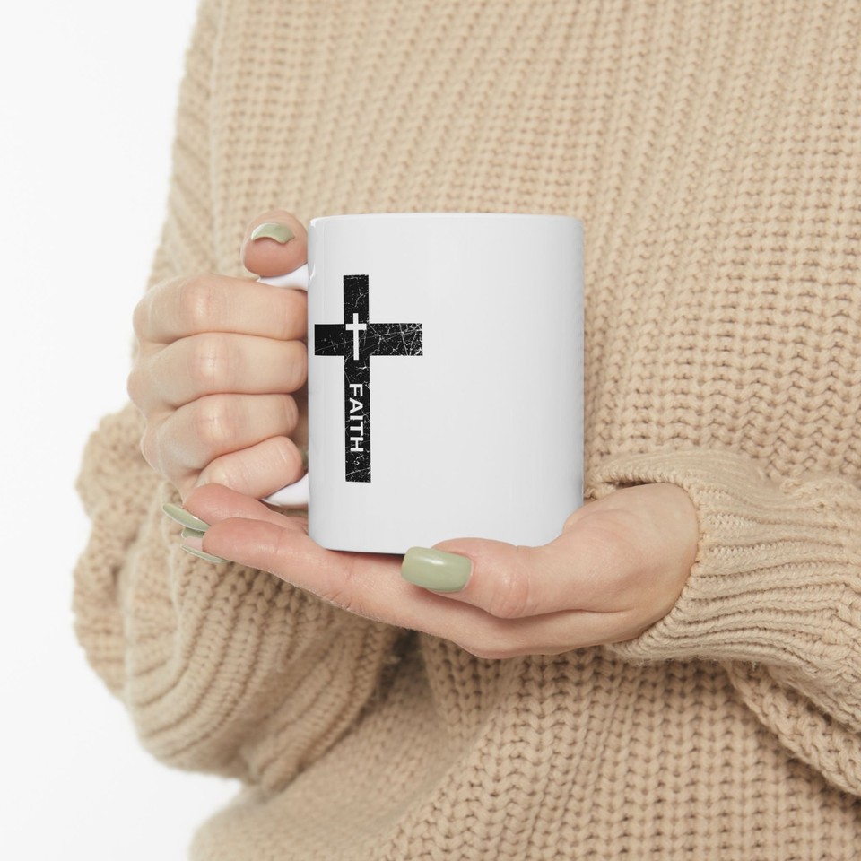 Religious Faith Cross Ceramic Mug, Christian Coffee Cup, Religious Gift ...