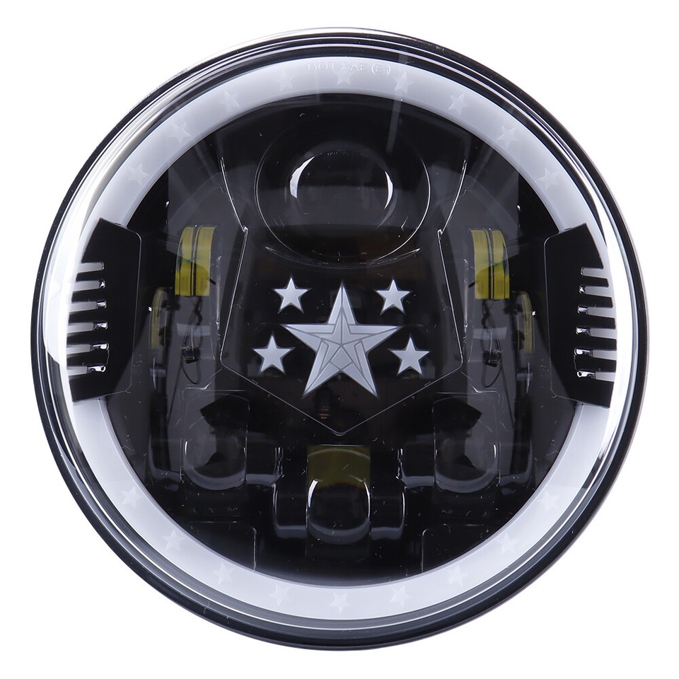 Pair 7" Inch Round LED Headlights DRL Angle Eyes For Chevy C10 C20 Nova ...