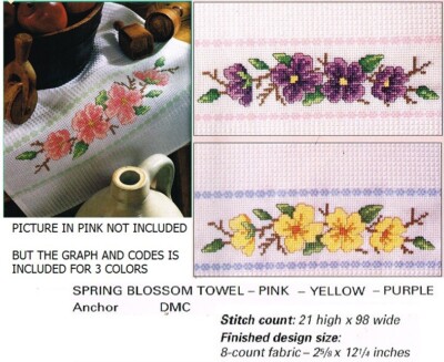 SPRING BLOSSOMS BORDERS CROSS STITCH PATTERN ONLY GU - WUV | eBay