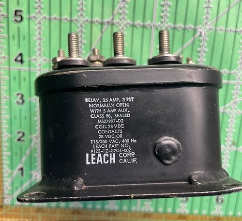 Leach Contactor Relay 9123-1Z-C7C4-002 28vdc TPST 25 AMP MS27997-D2 | eBay