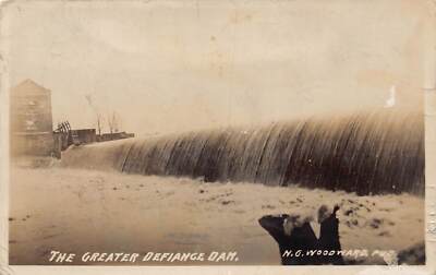 J80/ Defiance Ohio RPPC Postcard c10 Greater Defiance Dam River Mill ...