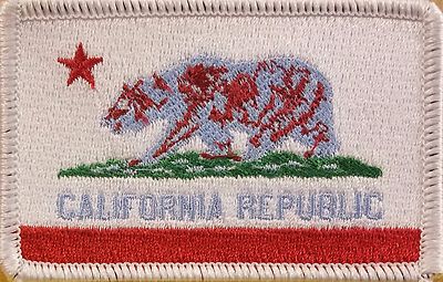 CALIFORNIA Flag Patch W/ VELCRO® Brand Fastener Morale Emblem White ...