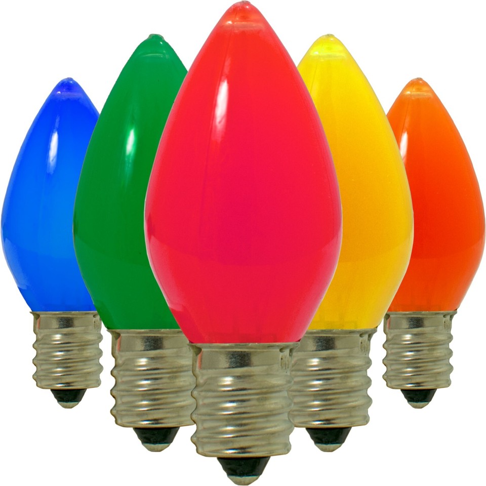 LED Multi-Color Solid Ceramic Light Bulbs, C9 Steady Xmas Lights, 1 Box ...
