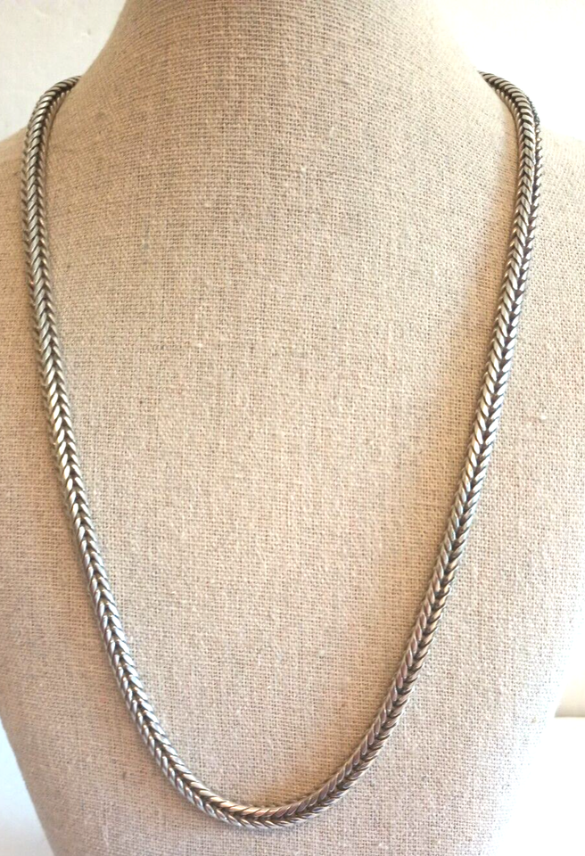 Vintage Sterling Silver Bali Wheat Woven Foxtail Chain Toggle Necklace ...