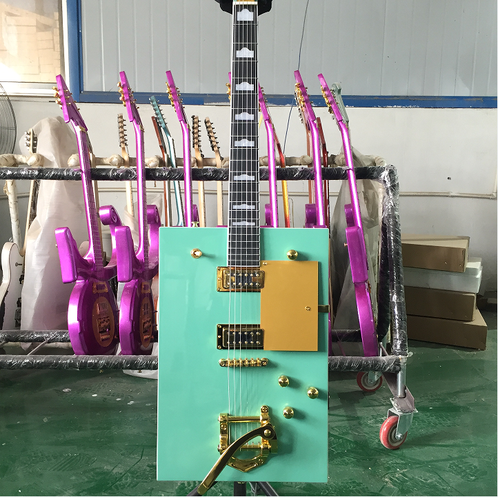 Custom Rectangle BO DIDDLEY Electric Guitar Blue Mini Pickups Gold ...