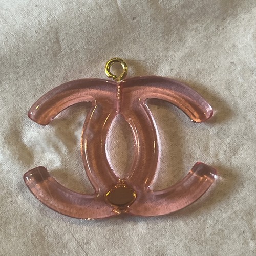 Chanel Button Pink Gold Lucite Retro Zipper Pull Stamped Large 33mm | eBay