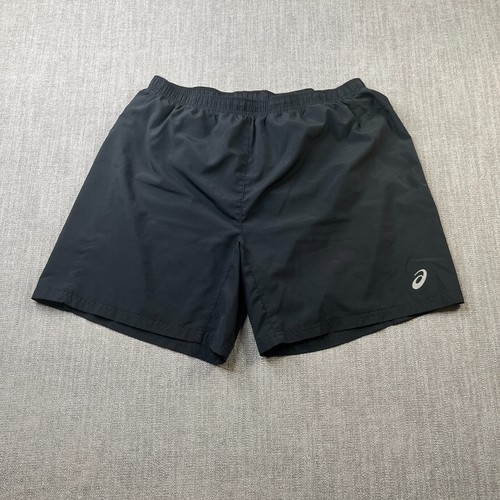 Asics Shorts Mens XL Brief Lined Black Neon Running Jogging Athletic ...