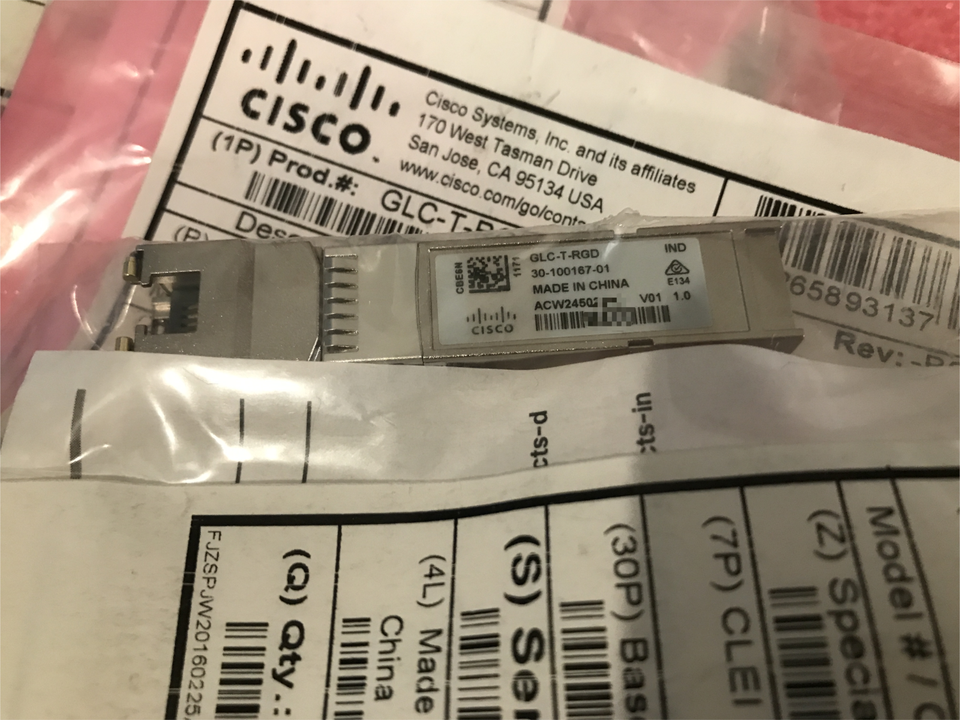 Cisco GLC-T-RGD 1000BASE-T 30-100167- 01 Transceiver Module W/Holo New ...