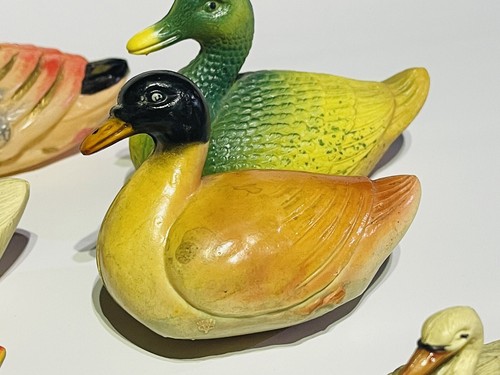 7 Vintage Dupont Viscoloid Celluloid Hollow Toy Plastic Ducks Small ...
