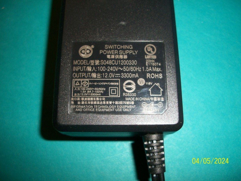 12V / 3.3A Switching Power Supply S048CU1200330 for TP-link Networking ...