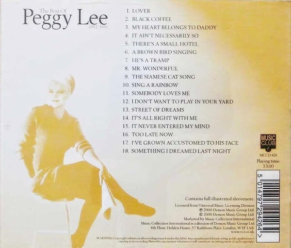 Peggy Lee - The Best Of 1952-1956 (CD 2000) * NEW * 5014797294264 | eBay