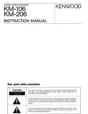 Kenwood KM-106 Amplifier Owners Instruction Manual | eBay