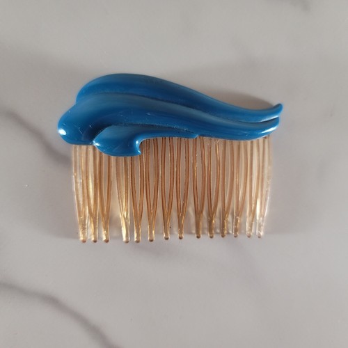 VINTAGE TEAL BLUE RETRO SIDE HAIR COMB BARRETTE | eBay