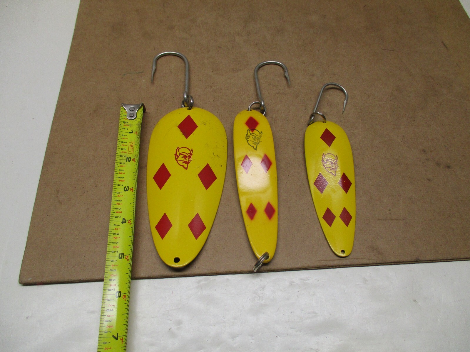 Vintage Eppinger Daredevil Bass Fishing Spoon Lure Lot Of 3 Yellow Red ...