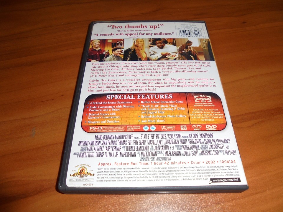 Barbershop (DVD, 2003 Special Edition Widescreen) Ice Cube 27616882158 ...