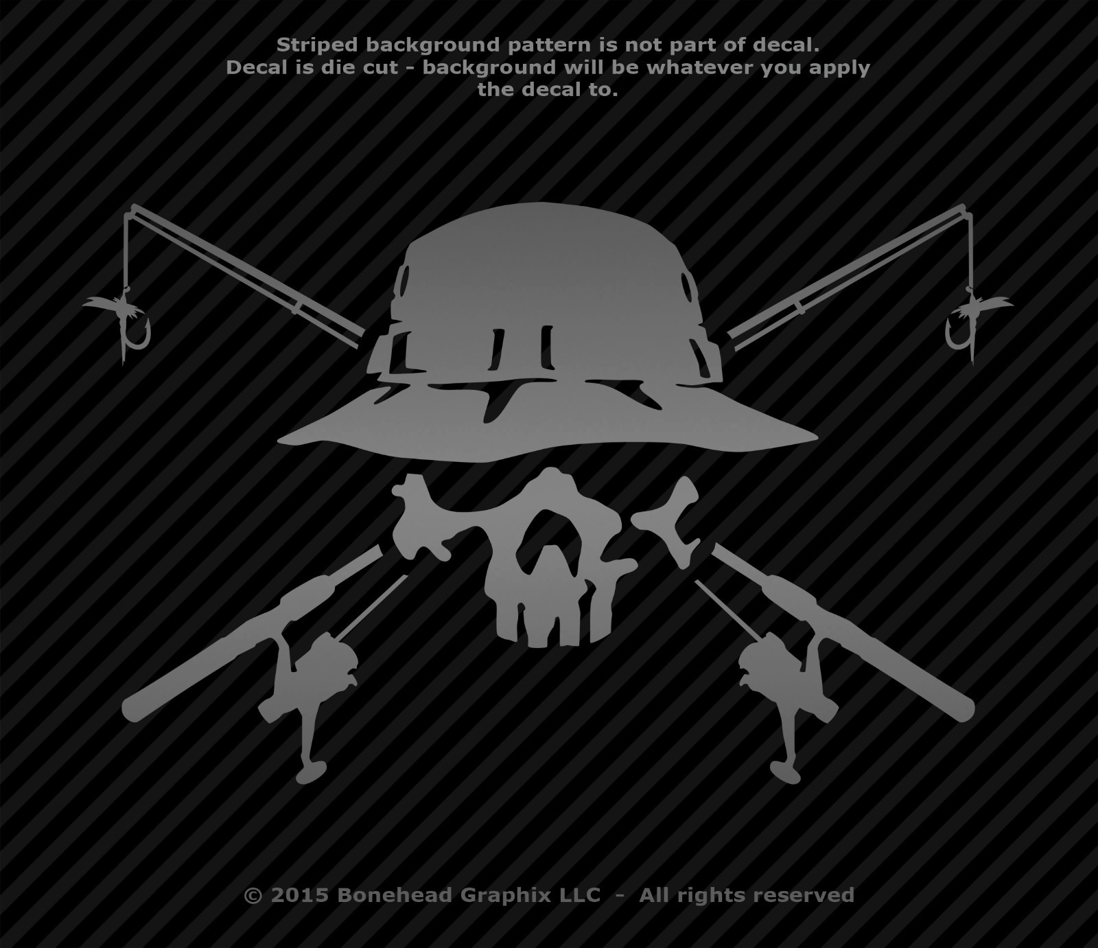 Fishing Skull Vinyl Decal 8.5 inch Window Sticker | eBay