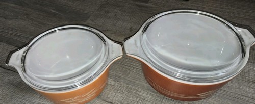 Vintage Pyrex Autumn Harvest Wheat Casserole Set Of 2 475-b 474-b with ...