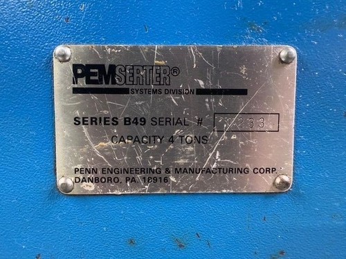 PEMSERTER Series #B49 4 TON INSERTION PRESS USA #7290 | eBay