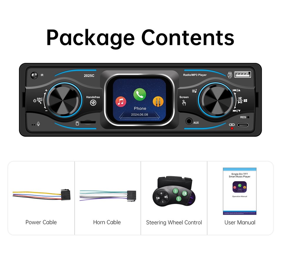 Car Stereo In-Dash Bluetooth Aux Input Receiver Audio SD USB Radio MP3 ...