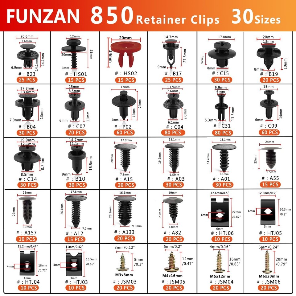 Car Push Retainer Clips Automotive U-Clip and Screws 880PCS Auto Trim ...
