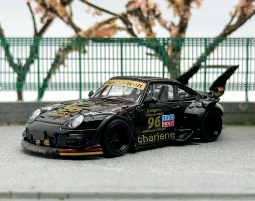 SW 1:64 Black RWB 911 Charlene Sports High Spoiler Diecast Metal Model ...