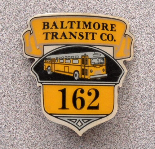 orig. 1950's BALTIMORE TRANSIT COMPANY Vintage *BUS BADGE* Bakelite or ...